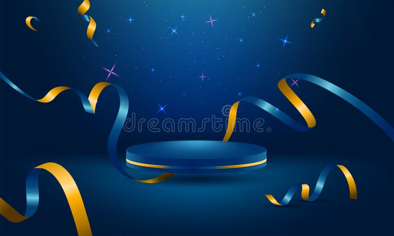 Stage Podium Scene with for Award Ceremony on Blue Background Stock ...