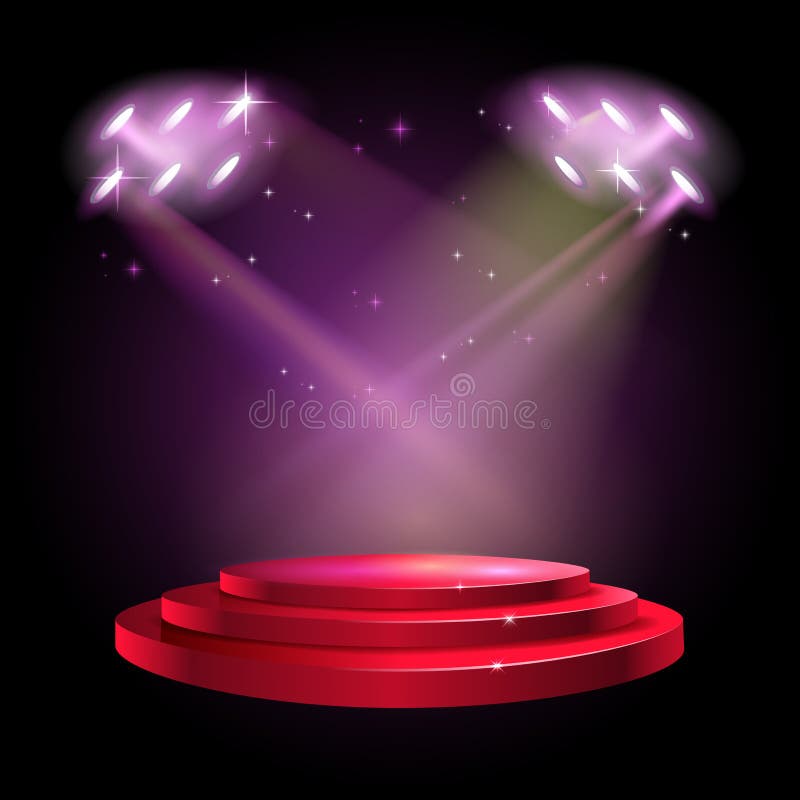 Stage Podium Scene with for Award Ceremony on Red Background Stock ...