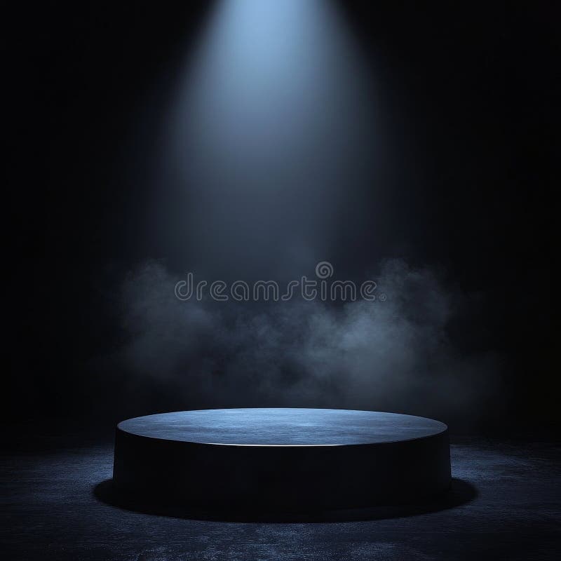 Stage Podium Scene Illuminated by Spotlight. Award Ceremony Concept ...