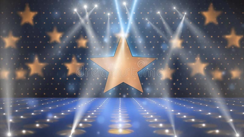 Stage Podium with Sparkling Star and Spotlights. Stock Footage - Video ...