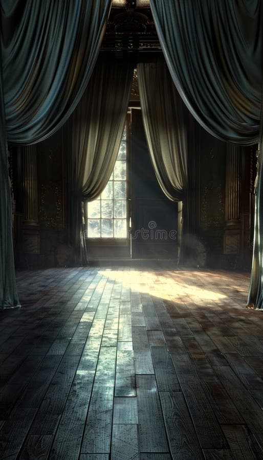 Stage of Possibilities an Enchanting Empty Ballet Stage Bathed in Soft ...