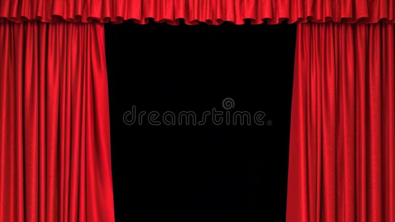 Stage Preparation for a Dramatic Performance in a Theater with Rich Red ...