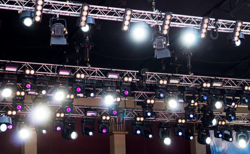 Stage with Professional Light Stock Image - Image of performace ...