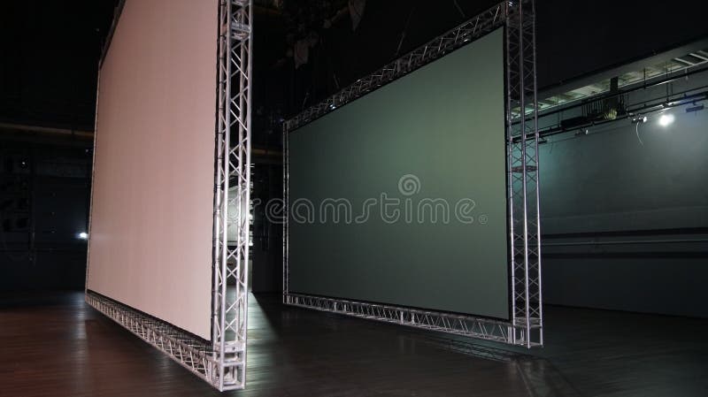 Stage projection screen. stock image. Image of clamps - 290359173