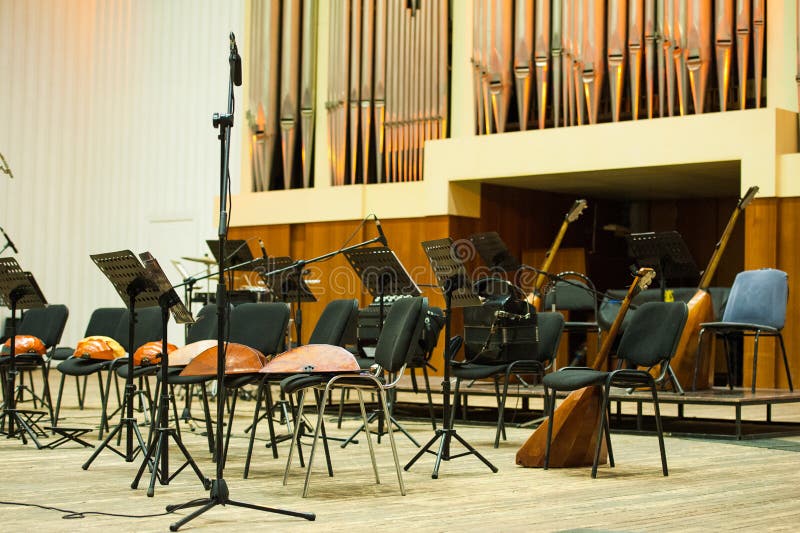 The Stage is Ready for the Orchestra Stock Image - Image of play ...