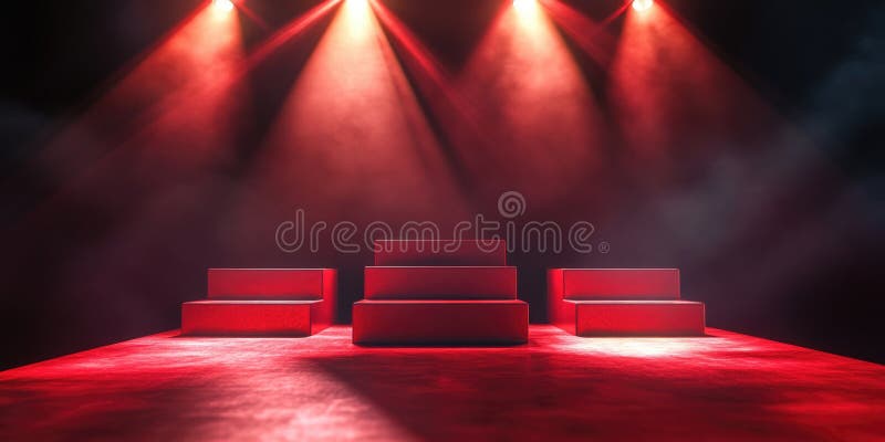 Stage with Red Carpet and Lighting Stock Image - Image of lighting ...