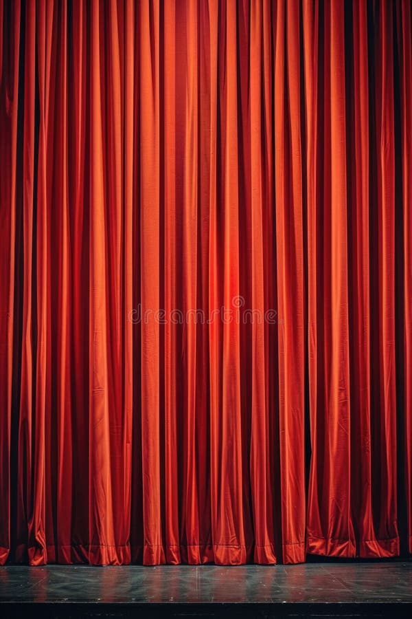 A Stage with a Red Curtain and a Black Floor. Ideal for Theater or ...
