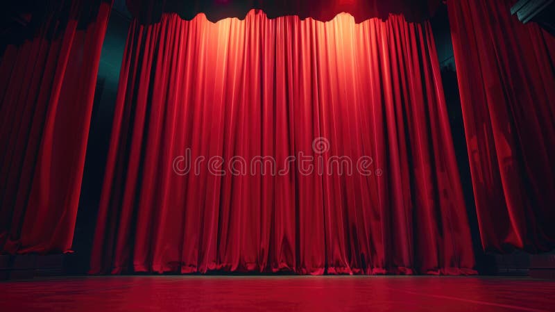A Stage with a Red Curtain and Floor. Suitable for Theater or ...