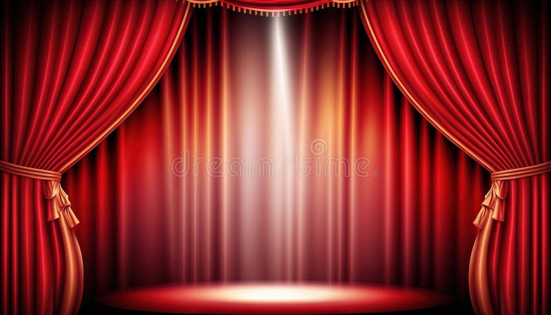 A Stage with a Red Curtain and a Spotlight on it Stock Illustration ...