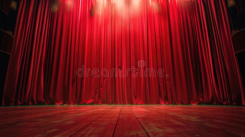 A Stage with a Red Curtain and Spotlights. Suitable for Theater or ...