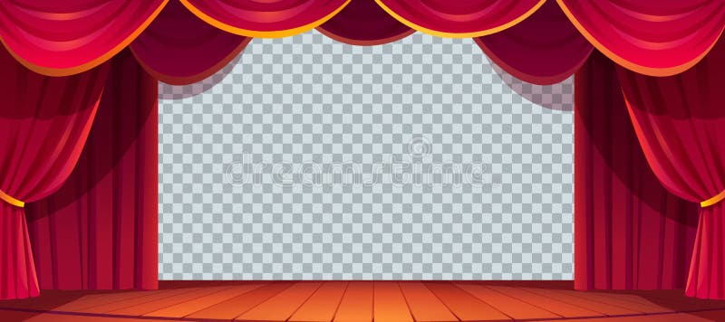 Stage Red Curtains Isolated, Empty Textile Frames Stock Illustration ...
