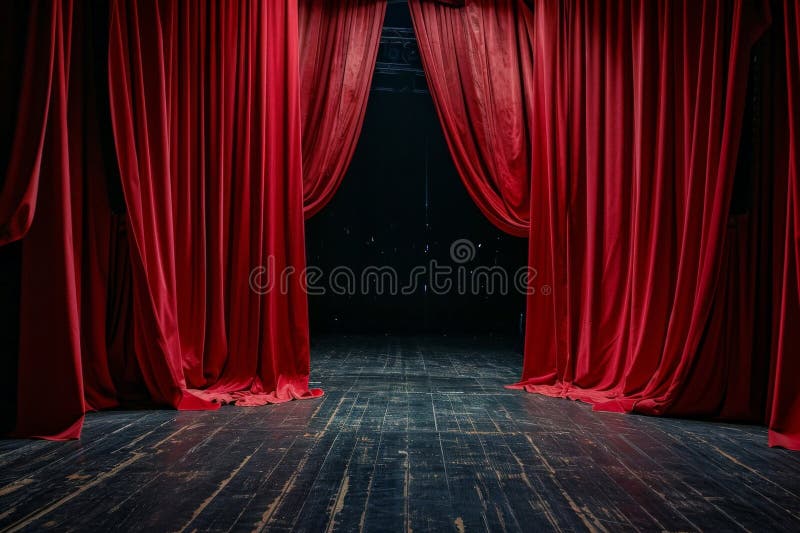 Stage with Red Curtains and Stage Light Stock Illustration ...