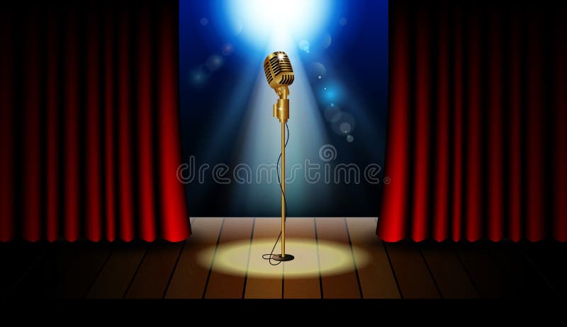Microphone spotlight stock illustration. Illustration of event - 14777909
