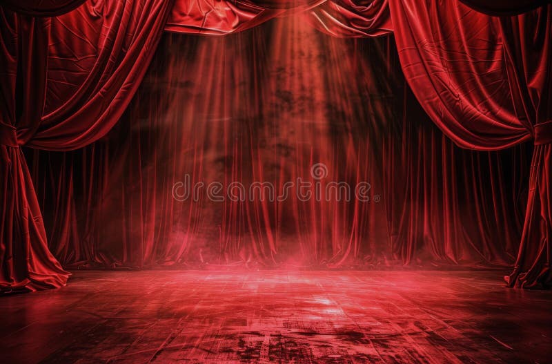 Stage with Red Curtains and Spotlight Stock Photo - Image of design ...