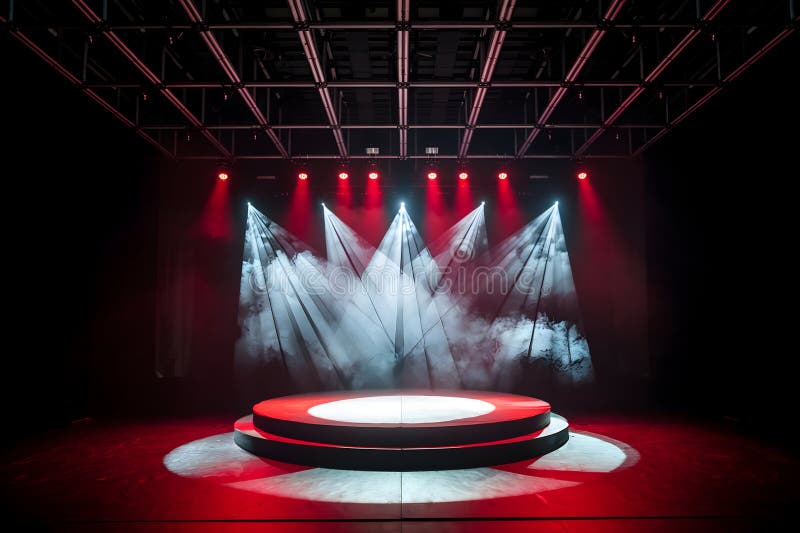 Stage with Red Spotlights, Smoky Atmosphere, Dramatic Performance ...