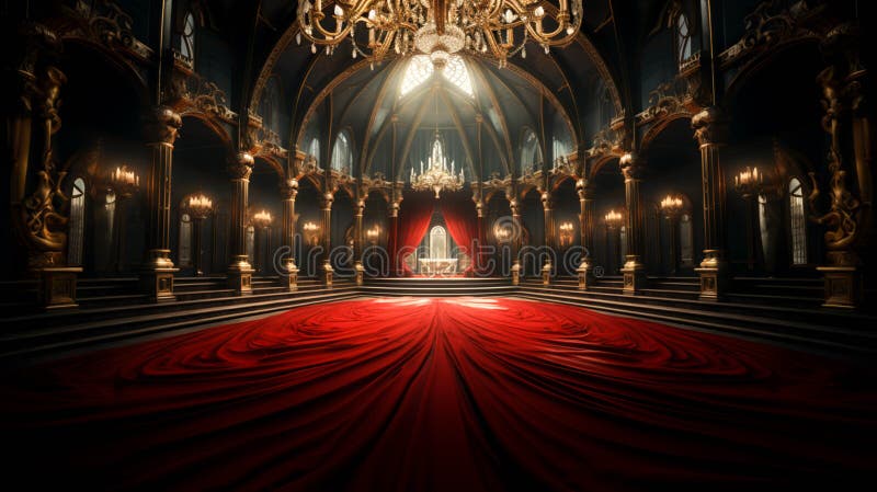 A Stage with a Red Theater and a Stage Stock Image - Image of ...