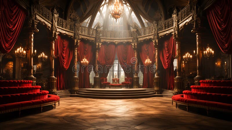 A Stage with a Red Theater and a Stage Stock Image - Image of interior ...