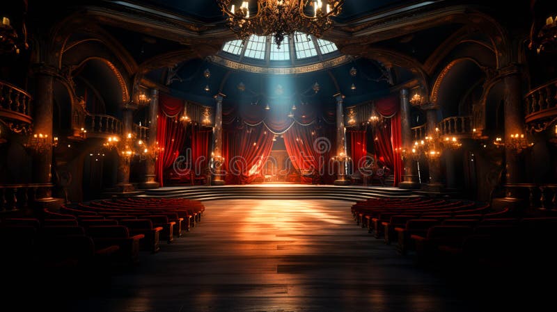 A Stage with a Red Theater and a Stage Stock Photo - Image of cinema ...