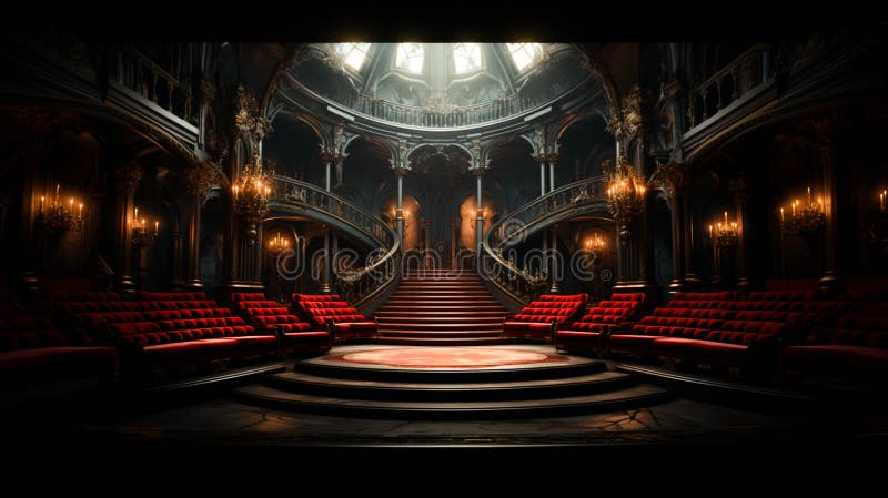 A Stage with a Red Theater and a Stage Stock Image - Image of ...