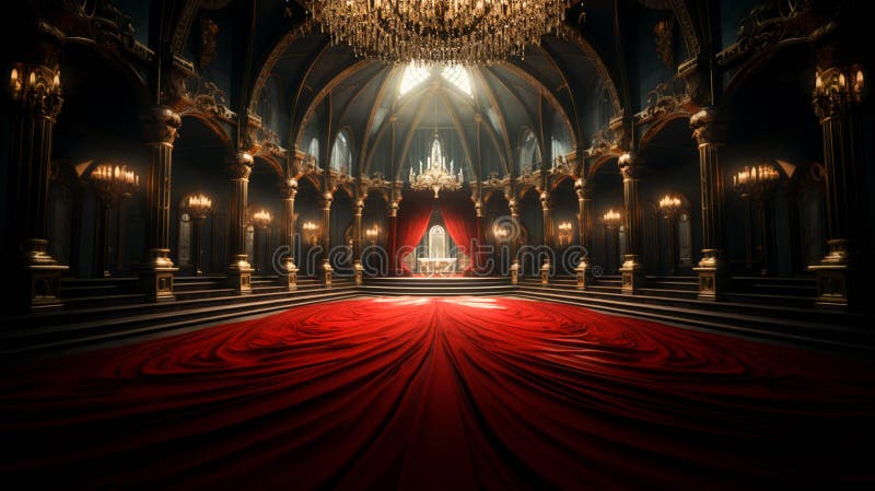 A Stage with a Red Theater and a Stage Stock Image - Image of ...