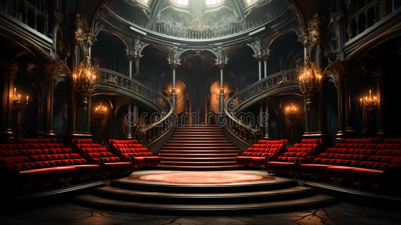 A Stage with a Red Theater and a Stage Stock Photo - Image of spotlight ...