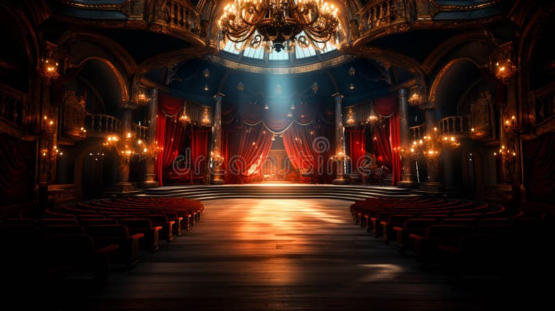 A Stage with a Red Theater and a Stage Stock Photo - Image of spotlight ...