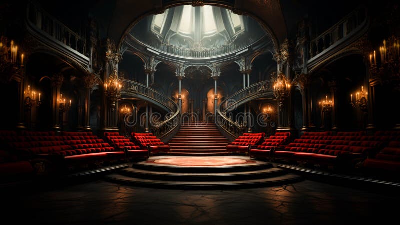 A Stage with a Red Theater and a Stage Stock Image - Image of interior ...
