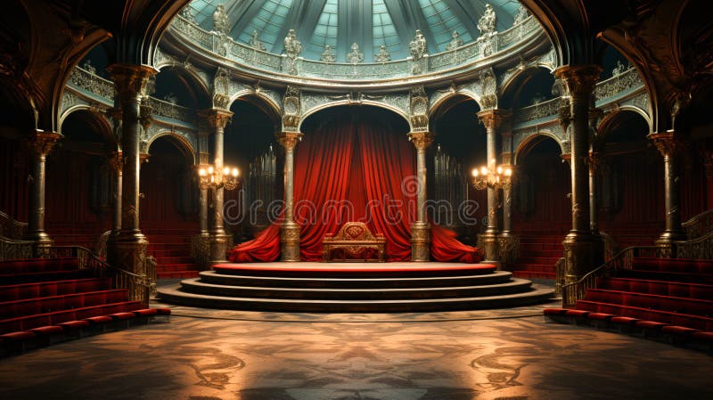 A Stage with a Red Theater and a Stage Stock Photo - Image of ...