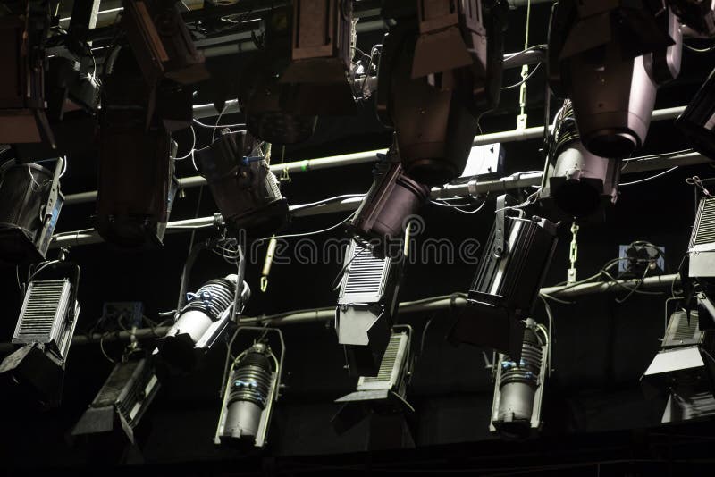 Reflectors of the Stage Against Blue Sky Stock Image - Image of lamp ...