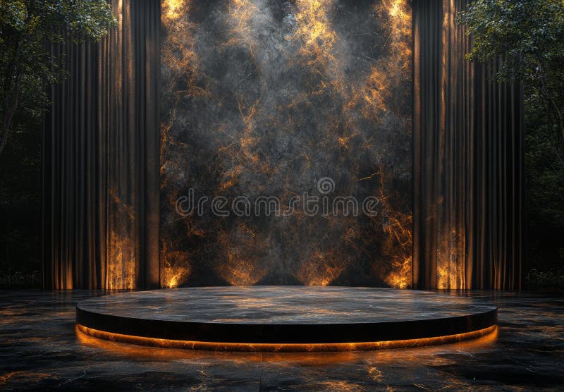 The Stage, Resplendent in Gold, Stands Ready for Its Presentation ...