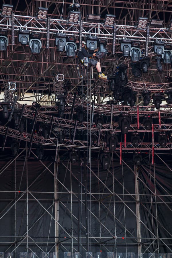 Stage riggers editorial stock photo. Image of event, height - 43165538