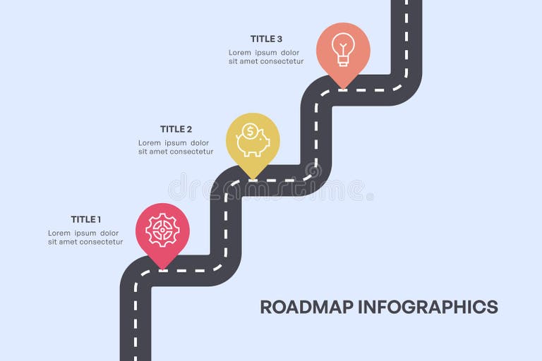 3 Stage Roadmap Infographic, Simplified Progress Visualization Stock ...