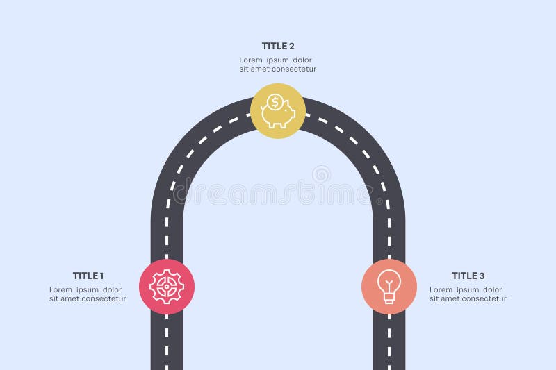 3 Stage Roadmap Infographic, Simplified Progress Visualization Stock ...