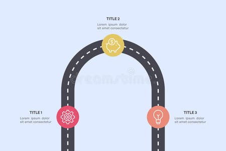 3 Stage Roadmap Infographic, Simplified Progress Visualization Stock ...