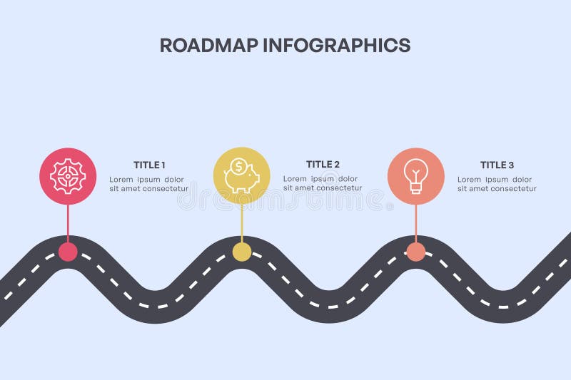 3 Stage Roadmap Infographic, Simplified Progress Visualization Stock ...