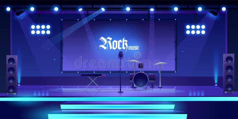 Stage with Rock Music Instruments and Equipment Stock Vector ...