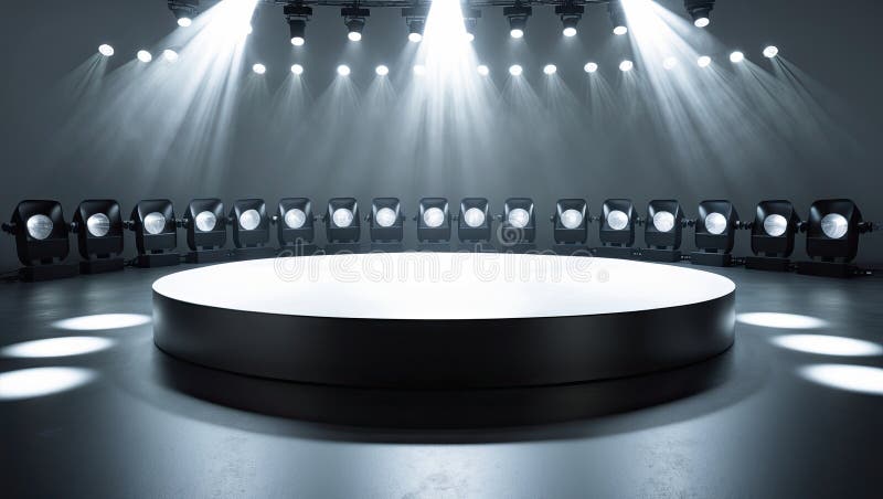 Stage with a Round Platform in the Center. Stock Illustration ...