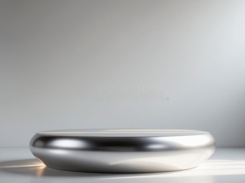 Stage Round Podium Center is Made Metal Has a Silver. Stock Image ...