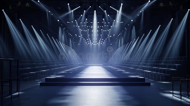 A Stage with a Runway and a Row of Chairs. Stage Background Stock Photo ...