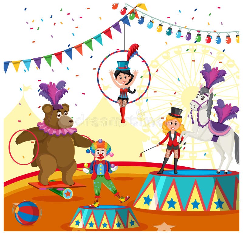 Stage Scene with Animal Performance Stock Vector - Illustration of ...