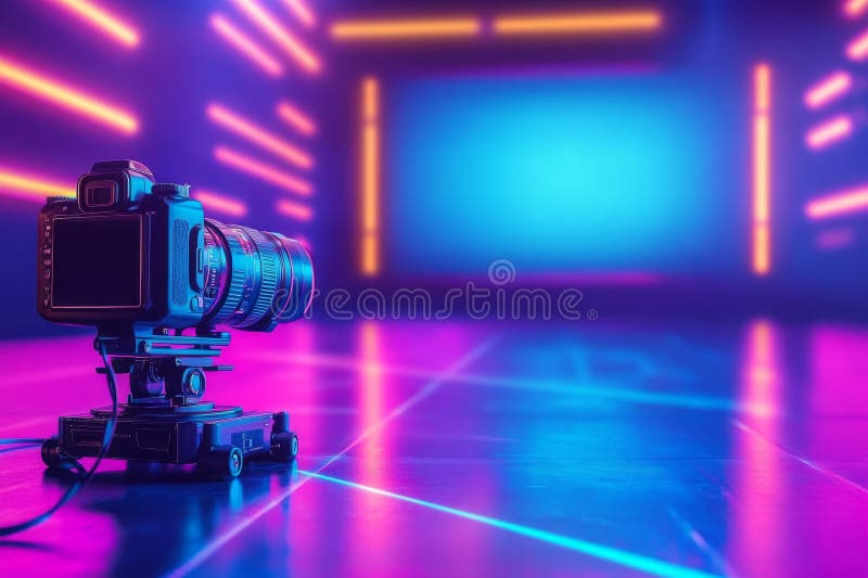 The Stage is Set and the Camera is in Position at a Television Studio ...