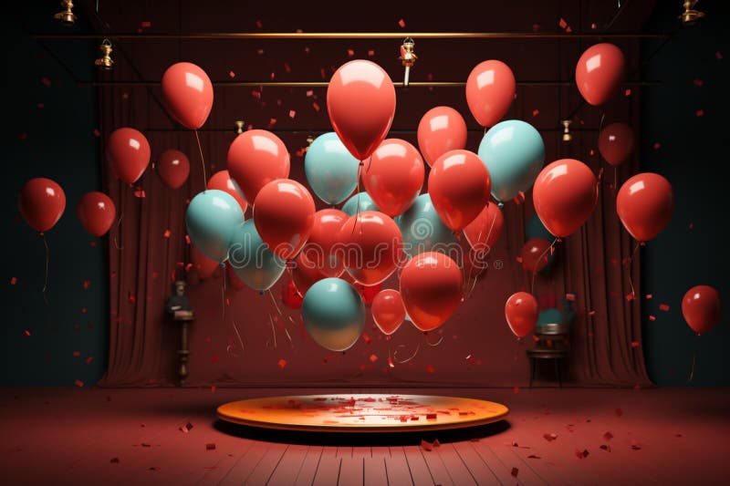 Stage Set with 3D Balloons, Creating a Dynamic and Festive Atmosphere ...