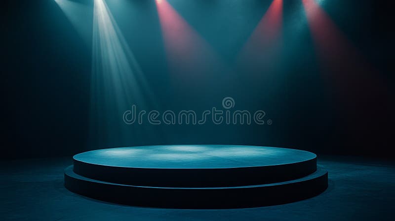 Stage Set for Performance with Dramatic Lighting in a Dark Venue ...