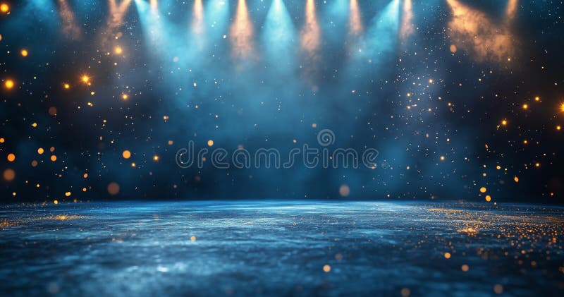 Stage Setting with Blue Lights and Shimmering Particles for Performance ...
