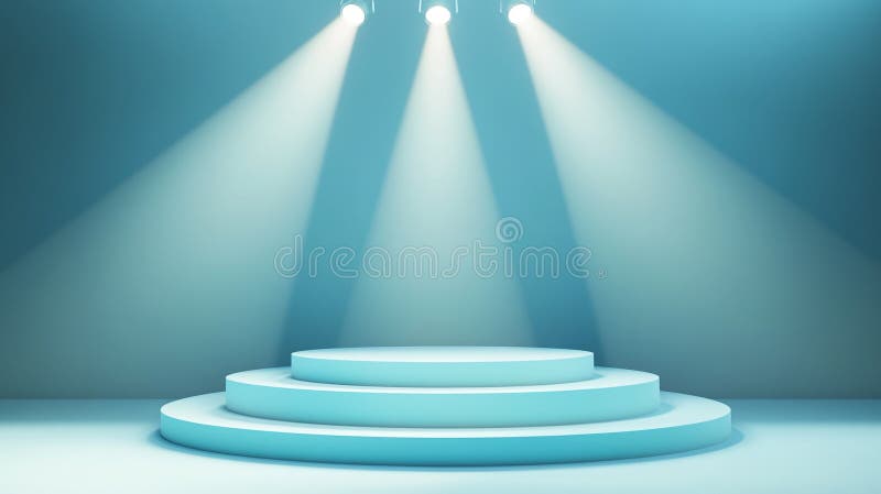 Stage Setup with Blue Lighting and Circular Platforms for a Performance ...