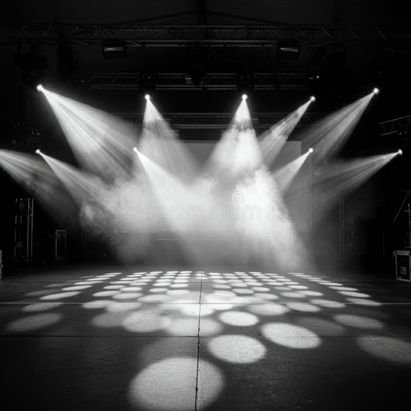 Stage Setup with Dramatic Lighting Featuring Multiple Spotlights ...