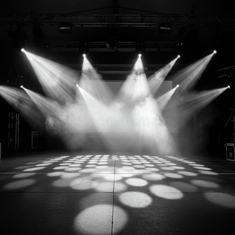 Stage Setup with Dramatic Lighting Featuring Multiple Spotlights ...