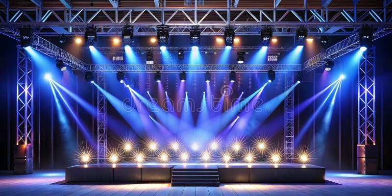 Stage Setup with Lights and Lighting Devices for Events Stock ...