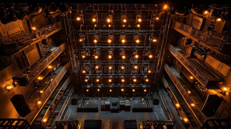 Stage Setup with Lights for a Performance Stock Illustration ...