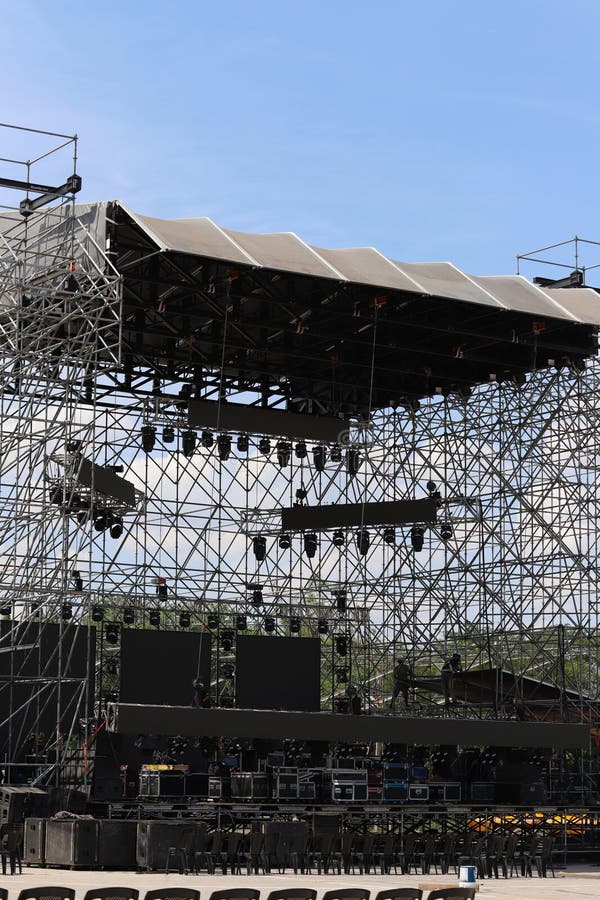 Stage Setup for Outdoor Event Editorial Photography - Image of lighting ...
